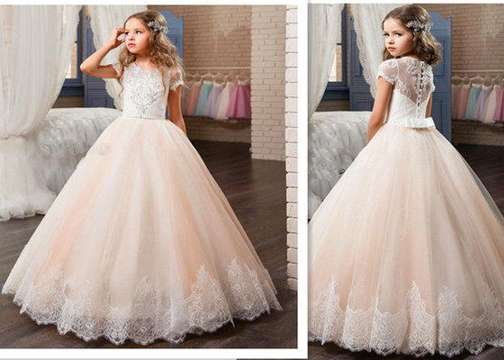 Luxury Lace Flower Girl Dresses / White Ball Gown Flower Girl Dresses