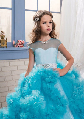 Beaded Rose Gold Flower Girl Dress , Tulle Modern Flower Girl Dresses