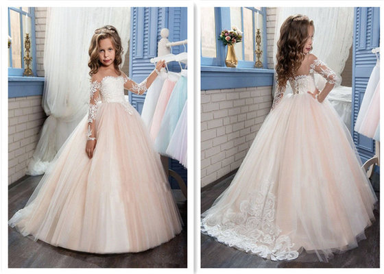 Blush Silver Flower Girl Dresses , Unique Childrens Flower Girl Dresses