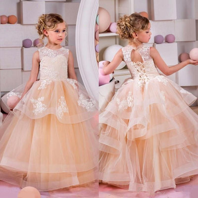Long Toddler Flower Girl Dresses , Beach Gold Sequin Flower Girl Dress