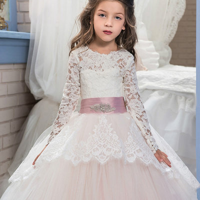 2-12 Years Ball Gown Sparkly Flower Girl Dresses With CZ Diamond Decoration