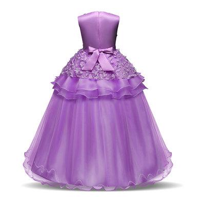 Long Formal Grey Flower Girl Dresses / Eggplant Purple Flower Girl Dresses