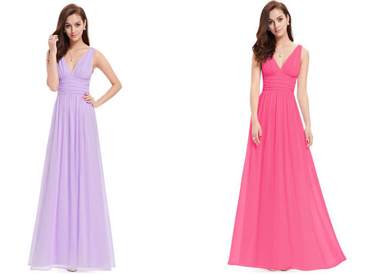 Formal Long Chiffon Prom Evening Gowns With Sequins Decoration Color Optional