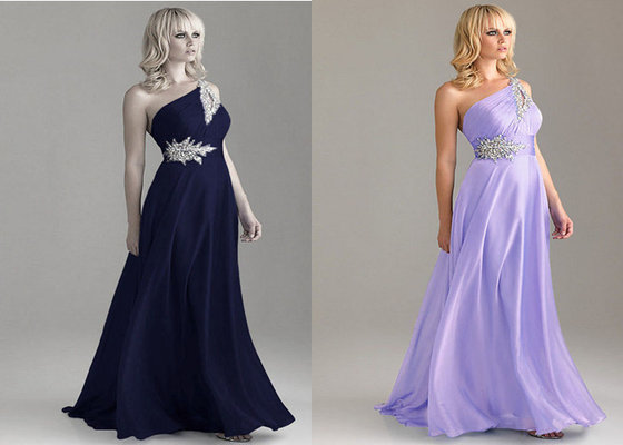 Single Shoulder White Prom Dresses , Organza Prom And Evening Dresses