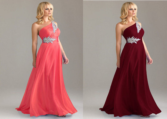 Single Shoulder White Prom Dresses , Organza Prom And Evening Dresses