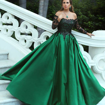 Shiny Emerald Green Prom Dress / Quinceanera Emerald Green Evening Gown