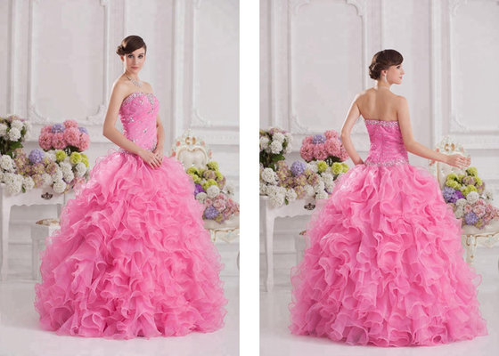 Quinceanera Deep Pink Prom Dresses / Royal Long Elegant Prom Dresses