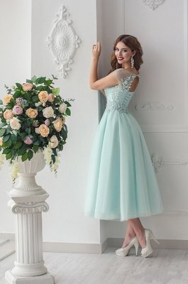 Mint Tea Length Princess Prom Dresses / Homecoming Mermaid Prom Dresses