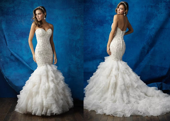 Embroidered Fold Sweetheart Neckline Sheath Wedding Dress Fashion Women Apparel