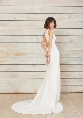 Beaded Organza Sheath Column Wedding Dress For Women Customized Size