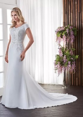 Short Sleeve Sheath Column Wedding Dress Bold No Back Design Color Optional