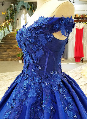 Special Occasion Blue Wedding Dress , Pretty Girls Navy Wedding Dress
