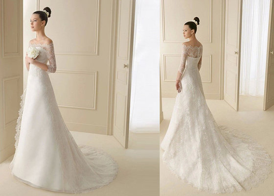 Luxurious Applique Tea Length Wedding Dresses For Slim Girls And Woman