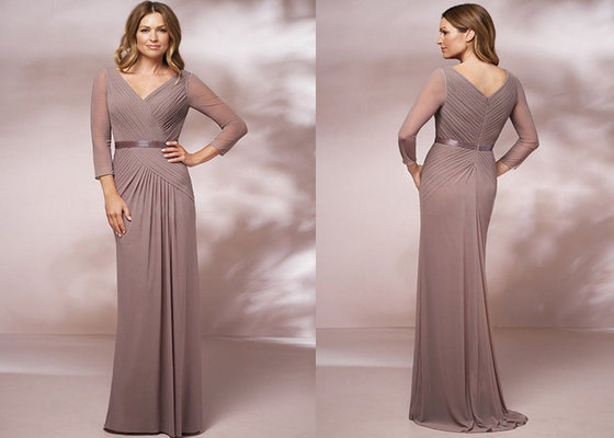 Gray Chiffon Bride's Mom Dresses For Wedding Day Party Enhanced Style Version