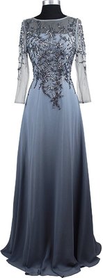 Beads Sequins Bride's Mom Dresses A Line 3/4 Long Sleeves Custom Size