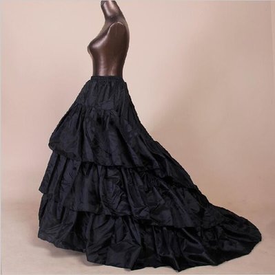Black Long Tail Chiffon Wedding Skirt , Romantic Wedding Gown Petticoat