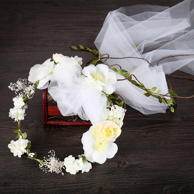 Bohemian Wind Camellia Flower Bride Bridesmaid Wreath With Headband