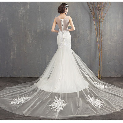 Lace Beauty Bridal Ball Gown Wedding Dress , White Mermaid Wedding Gowns