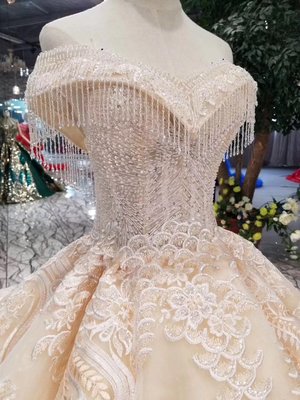 new champagne tassels tail customizable palace retro wedding dress