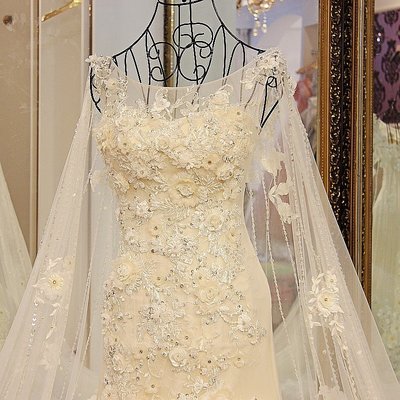 Mermaid Court Train Lace Appliques Wedding Dress