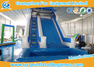 Giant Commercial Inflatable Slide / Blue Inflatable Swimming Pool Water Slide