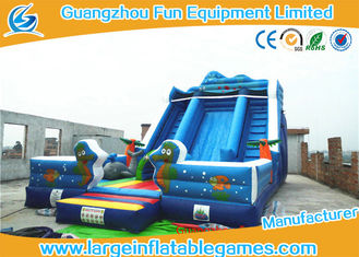 Blue Marine Theme Commercial Inflatable Slide / Giant Inflatable Dry Slide