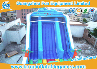Blue Marine Theme Commercial Inflatable Slide / Giant Inflatable Dry Slide