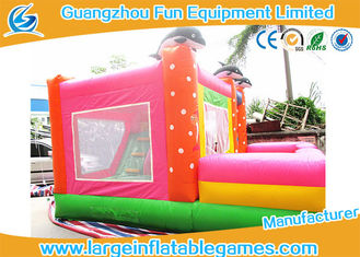 Popular Inflatable Bouncy Castle Blow Up Dolphin For Playing , 4*3m