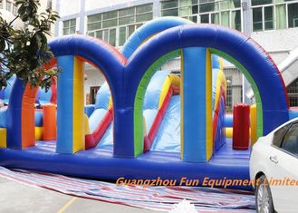 0.55mm Plato PVC Tarpaulin airflow bouncy castle With slide / Logo Printing