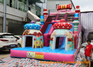 Pink Commercial Inflatable Slide Combo Fun Games With Logo Pringting