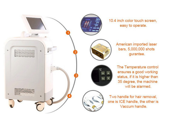 Painless Triple Wavelength Diode Laser Machine , Laser Hair Machine Vertical