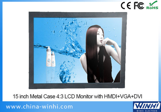 HDMI VGA DVI LCD Advertising Display 15 inch HD 1080P Video Player