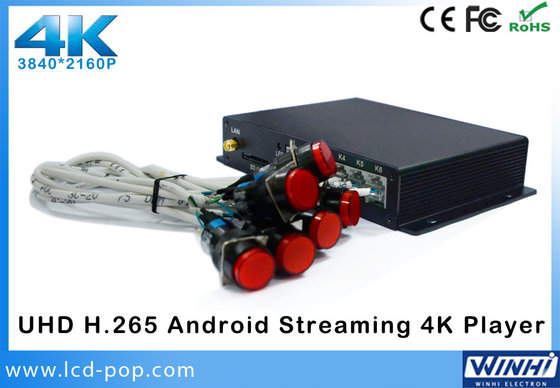 HDMI 8GB 4K Digital Signage Player Android 3840 x 2160p H.265 Nand Flash Push Button