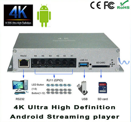ARM Cortex A9 Quad Core 4K Android Streaming HD Codec Media Player For Airports