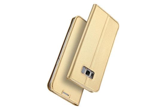 Gold PU Leather Samsung Galaxy S8 Phone Covers Magnetic With Card Pocket