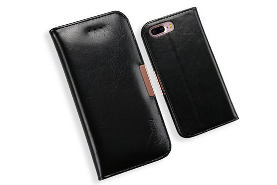 Luxury Black Mobile Phone Covers ,  Durable Iphone 7 Plus Leather Case