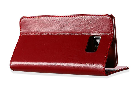 Wallet Style Red Cell Phone Covers , Smooth Slim Galaxy S8 Leather Case
