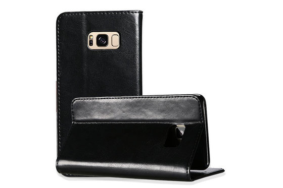 Unique Custom Leather Phone Cases Black Color Shockproof For Galaxy S8