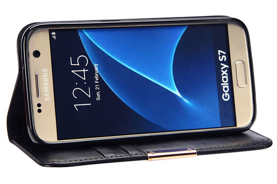 Genuine Leather Phone Case Magnet Included Black For Samsung Galaxy S7