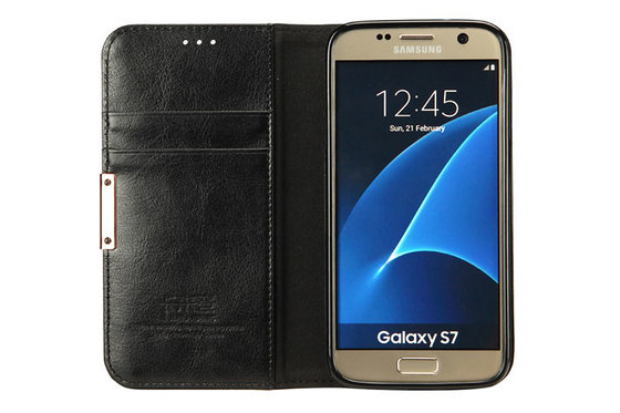 Genuine Leather Phone Case Magnet Included Black For Samsung Galaxy S7