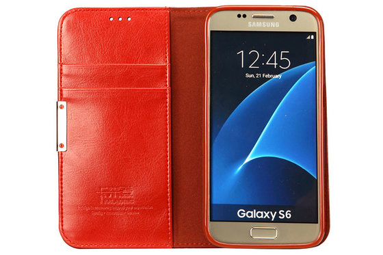 Professional Samsung Galaxy S6 Protective Case Shockproof Red Color With Stand Functional
