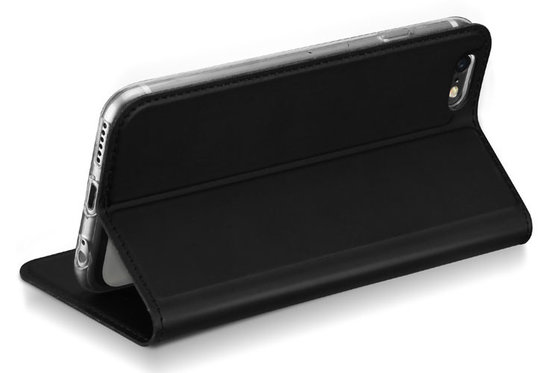Black Iphone 6 Flip Cover Stand Magnet Card Slot With Lightning Cable