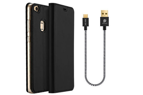 Huawei P10 Flip Phone Case PU Leather Scratch Proof Card Holder With Cable