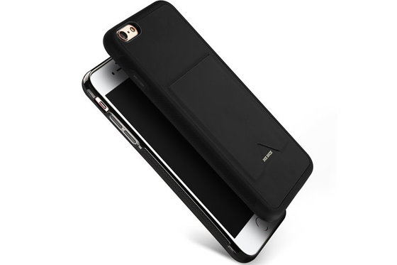 Black Slim IPhone Protective Cases Card Holder PU Leather For IPhone 6