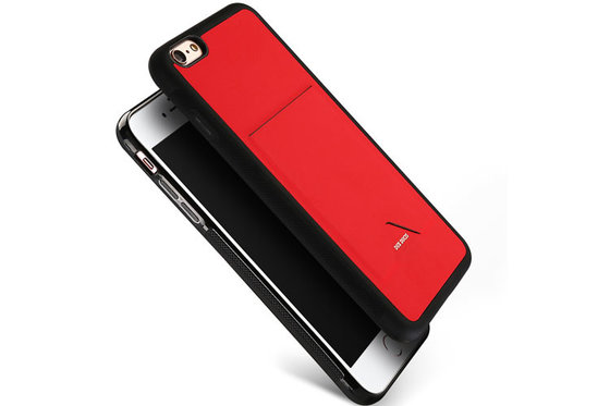 Shockproof IPhone Protective Cases Red PU Leather Iphone 6 Flip Phone Case