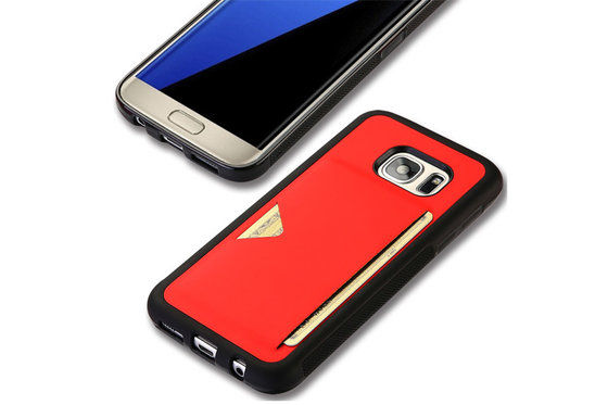 Slip Resistant Samsung S7 Phone Case , Red PU Leather Samsung S7 Back Cover