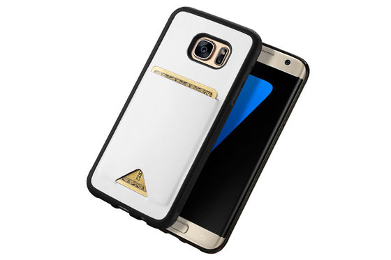 Card Slot Samsung S7 Edge Back Cover , White Samsung Galaxy S7 Edge Leather Case
