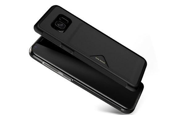 Black PU Leather Samsung Cell Phone Covers Shockproof For Samsung S8
