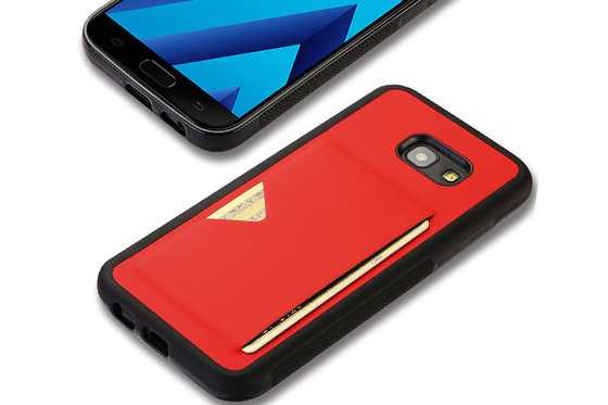 Shockproof Samsung Cell Phone Covers A5 Card Holder Red Slip Resistant
