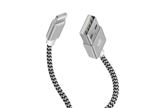 Silver Color Iphone Usb Cable , Braided Nylon Fast Charging Data Cable For Iphone